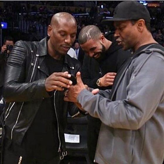 Drake, Tyrese and Denzel Washington Flick Up at Lakers vs. Thunder ...